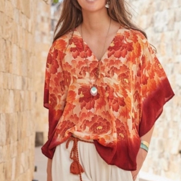 Sundance | Tops | Sundance New Sunrise Garden Orange Floral Ombre ...